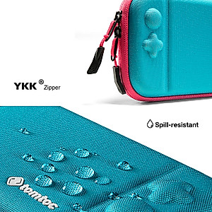 tomtoc Carry Case for Nintendo Switch, Ultra Slim Hard Shell with 10 Game Cartridges, Protective Carrying Case for Travel, with Original Patent and Military Level Protection, Peacock Blue