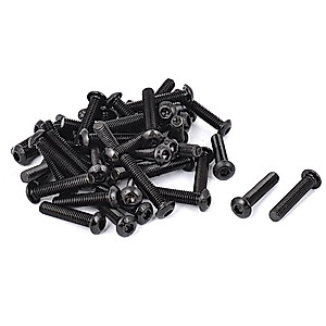uxcell a16011300ux0816 M6x30mm Button Head Hex Socket Cap Screw Bolt Black (Pack of 50)
