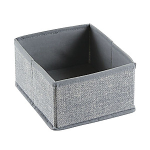 mDesign Soft Fabric Dresser Drawer and Closet Storage Organizer, Bin for Child/Kids Room, Nursery, Playroom, Bedroom - Textured Print with Solid Trim, 6 Pack - Gray