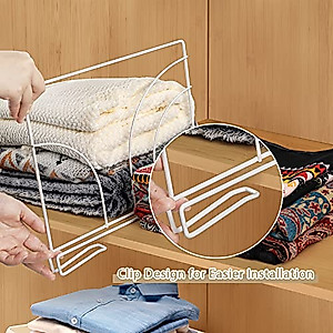 smusei Shelf Dividers, 12 PCS Closet Shelf Organizer Vertical Metal Wire Shelf Divider Separators for Wood Shelves Wardrobe Cabinets Kitchen Office Bathtoom Sweater, White