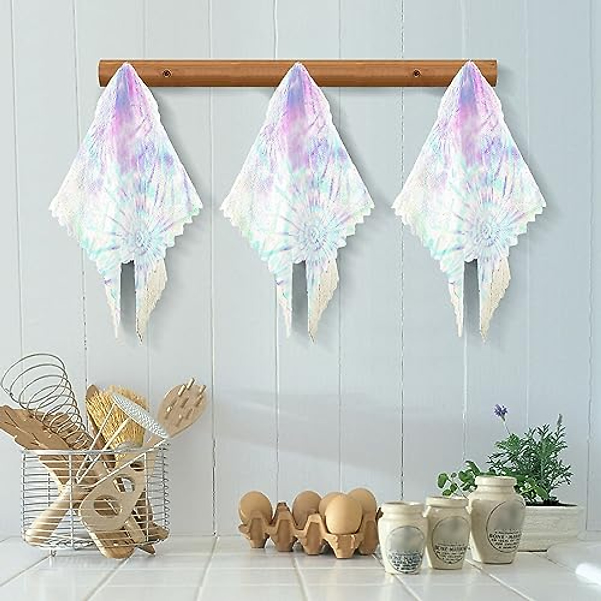 FRODOTGV Colourful Tie Dye Wheel Print Microfiber Cleaning Cloths Holiday Hawaiian Tea Towels Terry Dish Cloths for Kitchen Kitchen Hand Towels Cute