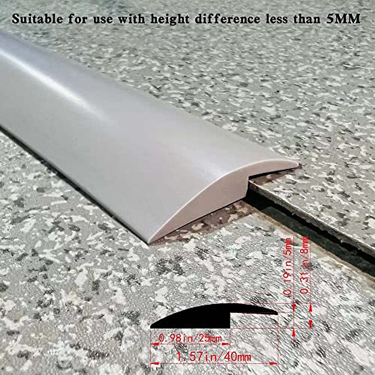 Floor Transition Strip self-Adhesive Carpet and Floor Transition Edge Trim Strip Soft Edge Closing Strip (Grey, 16.4ft)