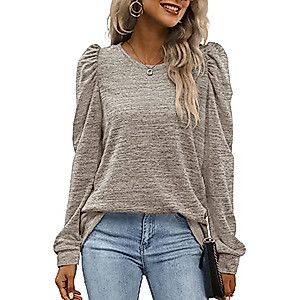 Sweaters for Women 2024 Fall Crew Neck Tunic Tops Sweatshirts Fashion Clothes Khaki L