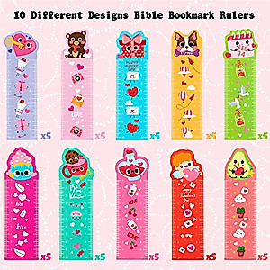 50 Pieces Valentine's Day Bookmark Valentines Day Markers Fun Book Marks Valentines Day Page Clips Bookmarks Happy Valentine's Day Gifts for Kids Classroom Supplies Party Favors, 10 Designs