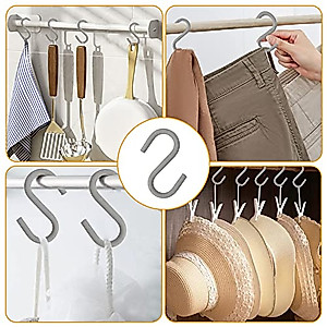 NUTJAM 2 Pcs S Hooks for Hanging Heavy Duty S Shaped Hooks Metal Closet Hooks with Foam Protective Layer for Hanging Hangers Closet Rod Jewelry Pants Clothes Belts Ties Bags Towels