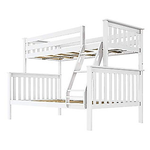 Max & Lily Bunk Bed, Twin-Over-Full Wood Bed Frame For Kids, White