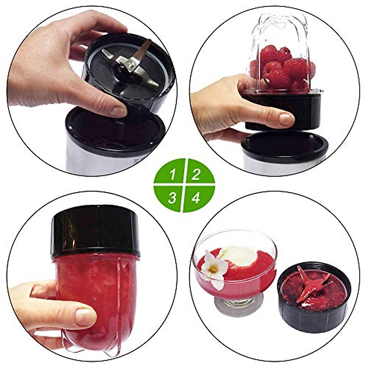 Replacement Cross Blade + 16oz Cup Set for Magic Bullet, Replacement Parts compatible with 250 W Magic Bullet MB1001 Blender