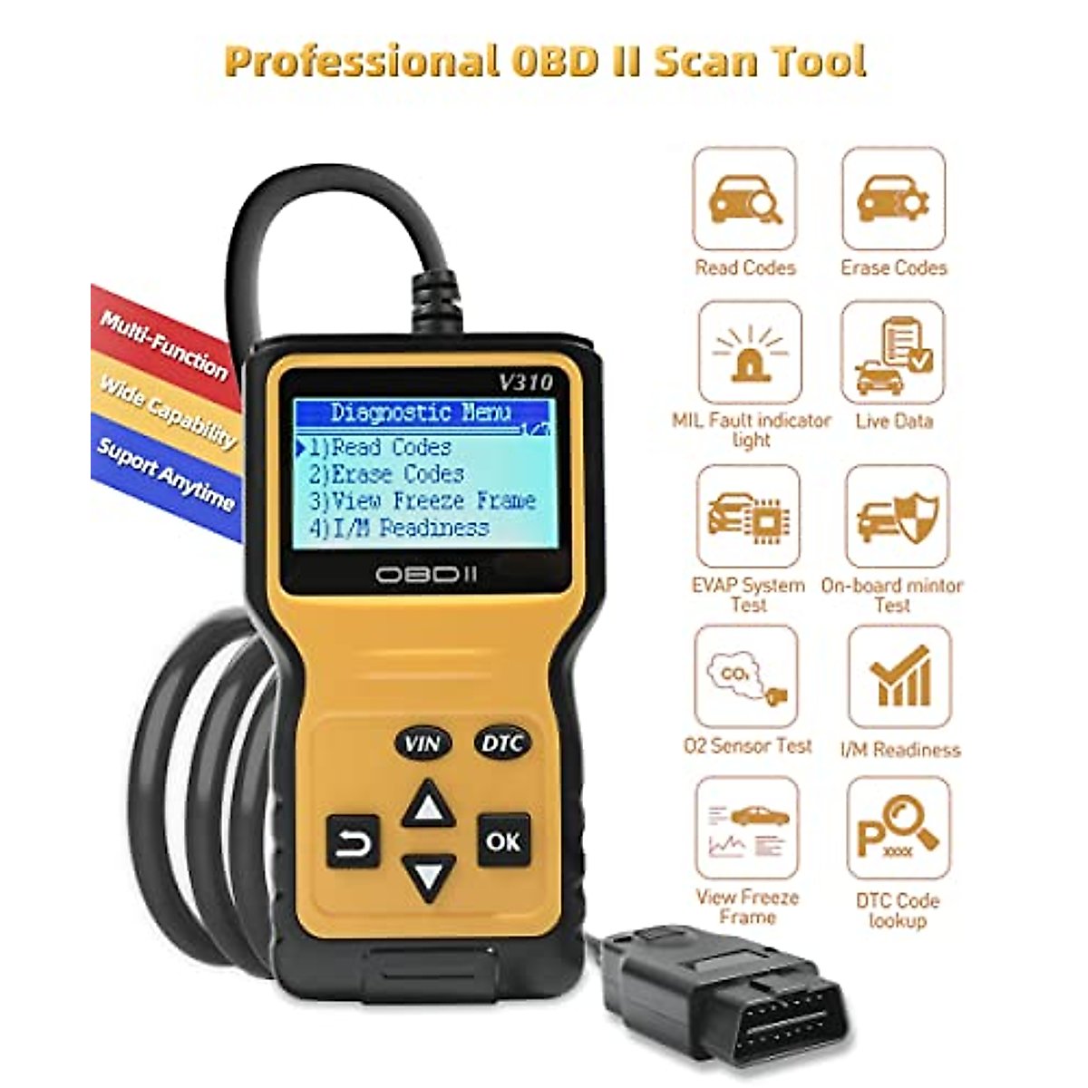YAKEFLY Universal OBD2 Scanner,Car Engine Fault Code Reader CAN Diagnostic Scan Tool Scanner Diagnostic Tool,Car Scanner Vehicle Engine Code，to Check Engine Light.