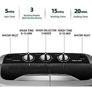 Portable Washing Machine Mini Compact Twin Tub 18lbs Portable Washer and Dryer Combo (10.5Lbs) & (7.5Lbs) Built-in Gravity Drain for Camping Apartments, Dorms, College, RV’s and Small Spaces