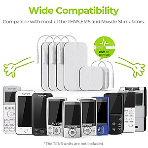 AUVON TENS Unit Replacement Pads Combination Set, 36 Packs 2 Sizes Electrodes for TENS Unit, Reusable and Latex Free Pigtail TENS Pads for Multiple Pain Relief (2mm Connector)