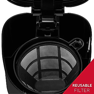 Holstein Housewares 5-Cup Programable Coffee Maker, Convenient and User Friendly, Black and Stainless Steel with Auto Pause and Serve Function, Glass Carafe