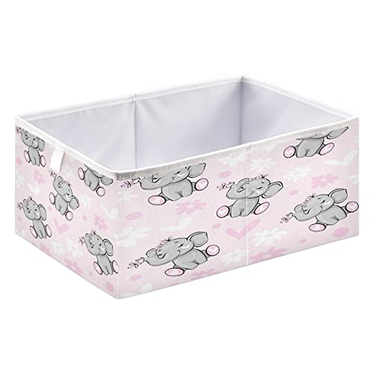 Kigai Cute Elephant Cube Storage Bins - 11x11x11 In Large Foldable Storage Basket Fabric Storage Baskes Organizer for Toys, Books, Shelves, Closet, Home Decor