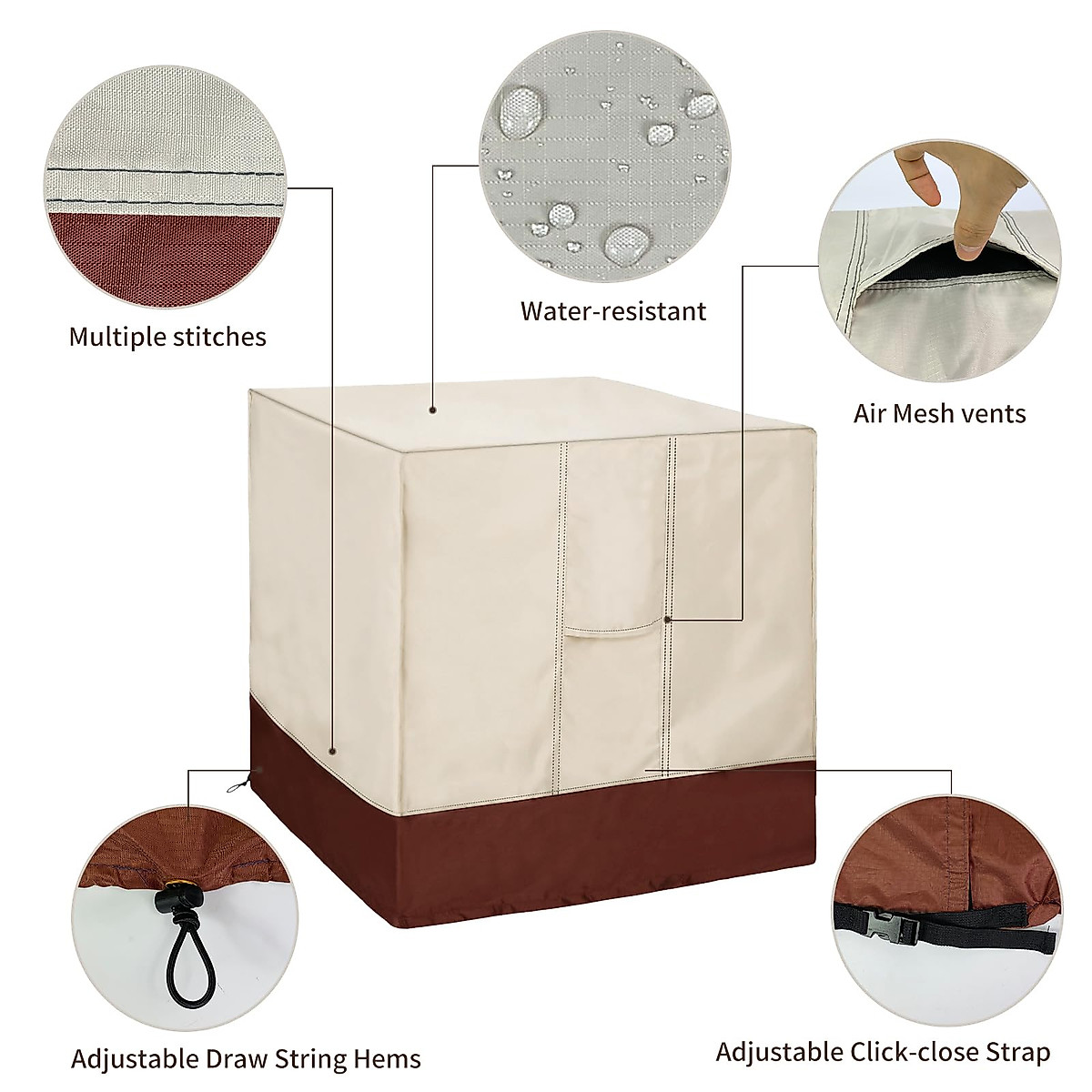 Air Conditioner Cover for Outside Units-Sturdy AC Cover,Water-Resistant, sturdy, with Mesh Vents and Elastic Hem Cord, Fits up to 30 x 30 x 32 inches…