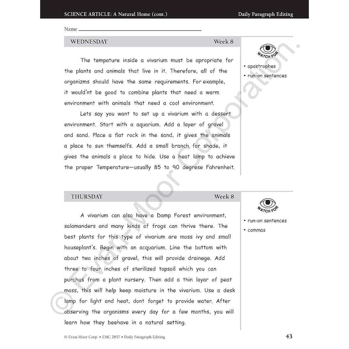 Evan-Moor Daily Paragraph Editing, Grade 7