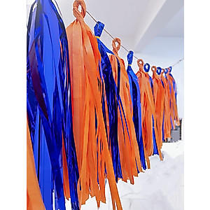 Blue and Orange Tassel Garland Banner Tissue Paper Tassels for Birthdays Bridal Shower Decorations Graduation Party Decorations Supplies