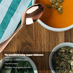 CigeZaus Copper Spoon, 7" Pure Solid Soup Spoons (2)