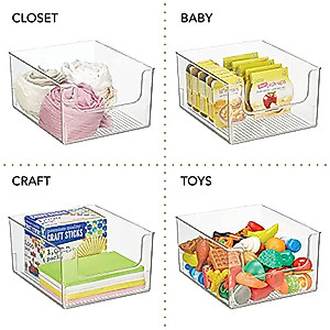 mDesign Modern Plastic Open Front Dip Storage Organizer Bin Basket for Kitchen Organization - Shelf, Cupboard, Cabinet, and Pantry Organizing Decor - Ligne Collection - Clear