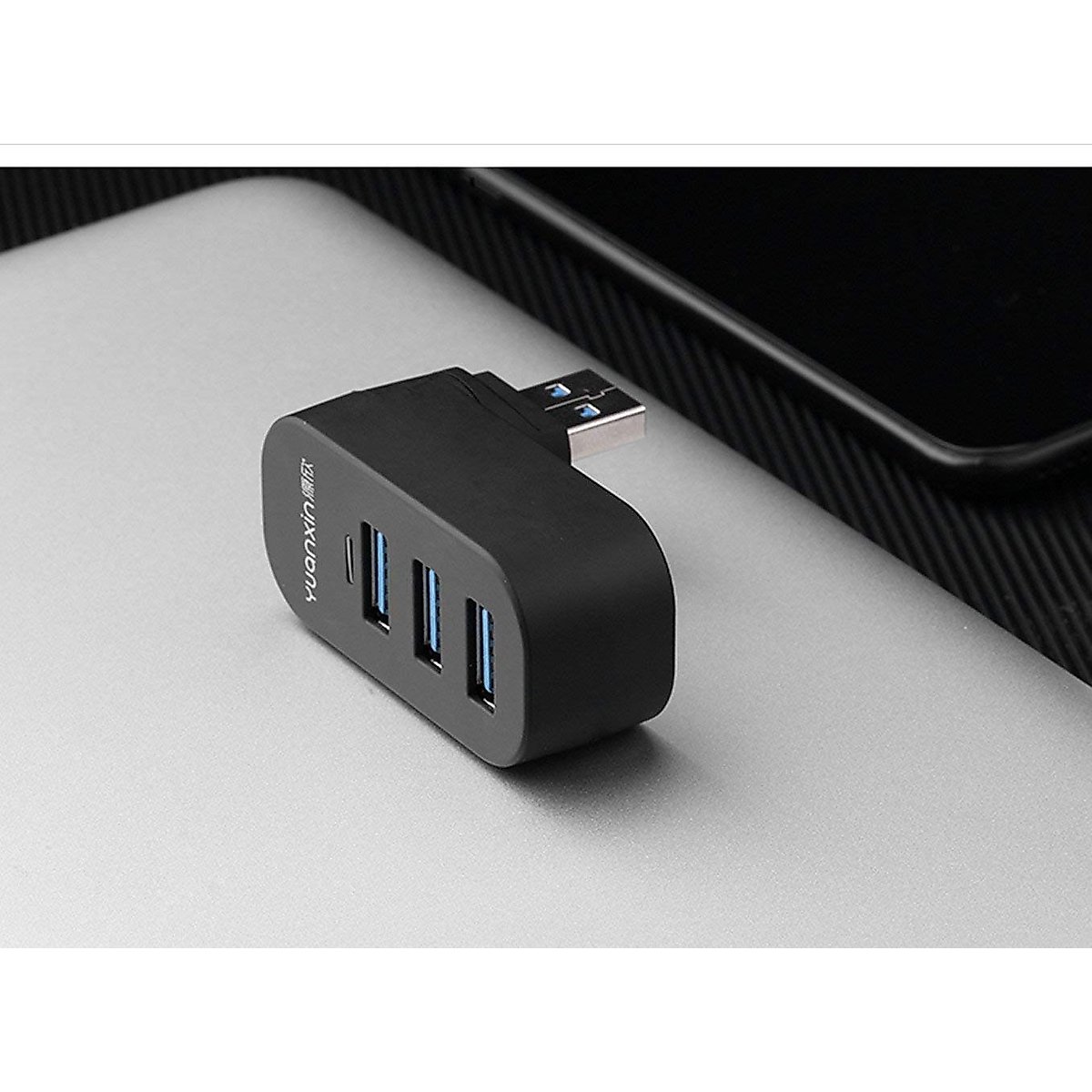 Sudroid USB Port Splitter, 3 Port USB 3.0 Expander Splitter [90°/180° Degree Rotatable] for Laptop, Xbox, Wii, PS3, PC, MAC, Mac Book, Tablet, Tab, Console, Printer, Camera(Black)