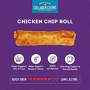 Treatly USA Collagen Chip Rolls 5-6" Dog Chew Treats - Chicken Marinade Flavor, 10 Count/1 Pack