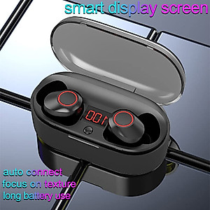 LANADO Wireless Earbuds, Mini Bluetooth 5.0 Wireless Earphones in Ear Stereo Sound Microphone with Cancelling Mic and Portable Charging Case, Touch Control Wireless Headphones LED Display for Sport