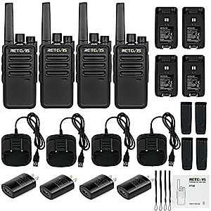 Retevis RT68 Walkie Talkies for Adults, 2 Way Radios Long Range, Hands Free, 1200mAh Battery, Portable Walkie Talkie Rechargeable with USB Charging Base, for Hunting Road Trip Hiking Family (4 Pack)