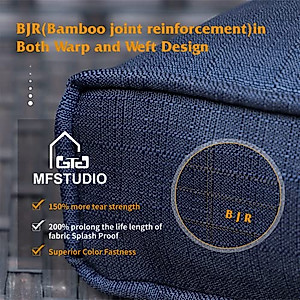 MFSTUDIO Outdoor Patio Furniture Sets,All-Weather Outdoor Sectional Sofa Set,Small Rattan Patio Conversation Set with Cushion&Coffee Table(Navy Blue)