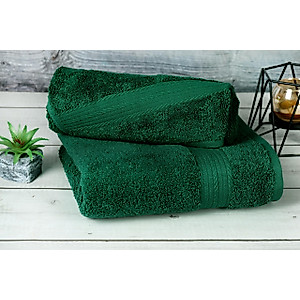 Ample Decor Hand Towels 18 X 28 Inch 600 GSM 100% Cotton, Premium Soft Absorbent - 2 Pcs - Green
