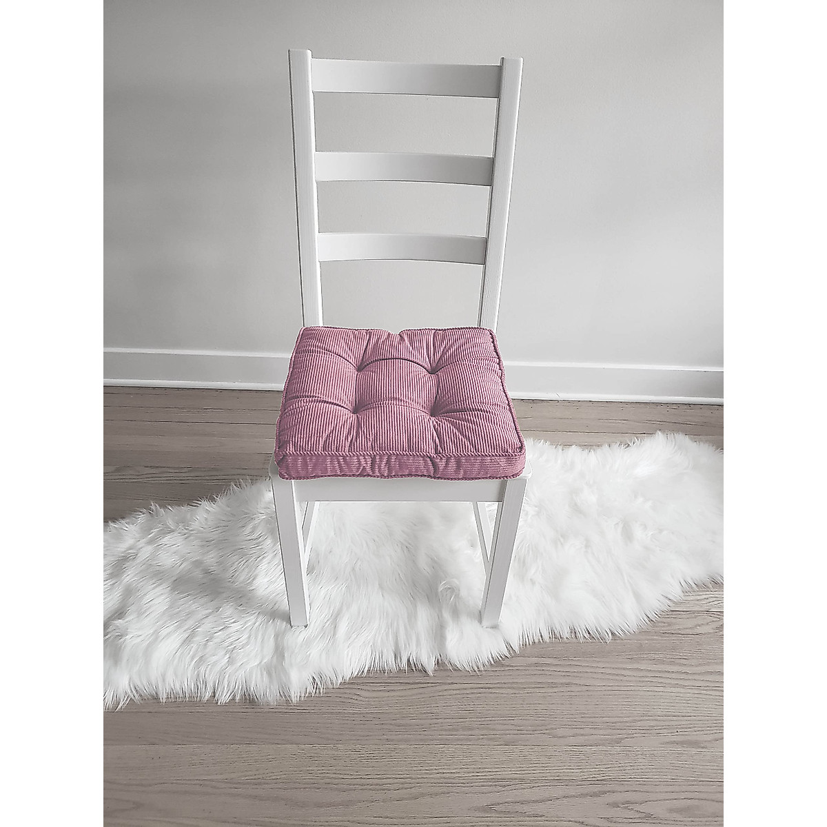 My Infinity Store Square Soft Tufted Velvet Corduroy Chair Pad Seat Cushion for Kitchen Bar Stool Dining Room Stadium Seat Reversible Portable with Handle Size 15.5 in (Navy, 1)