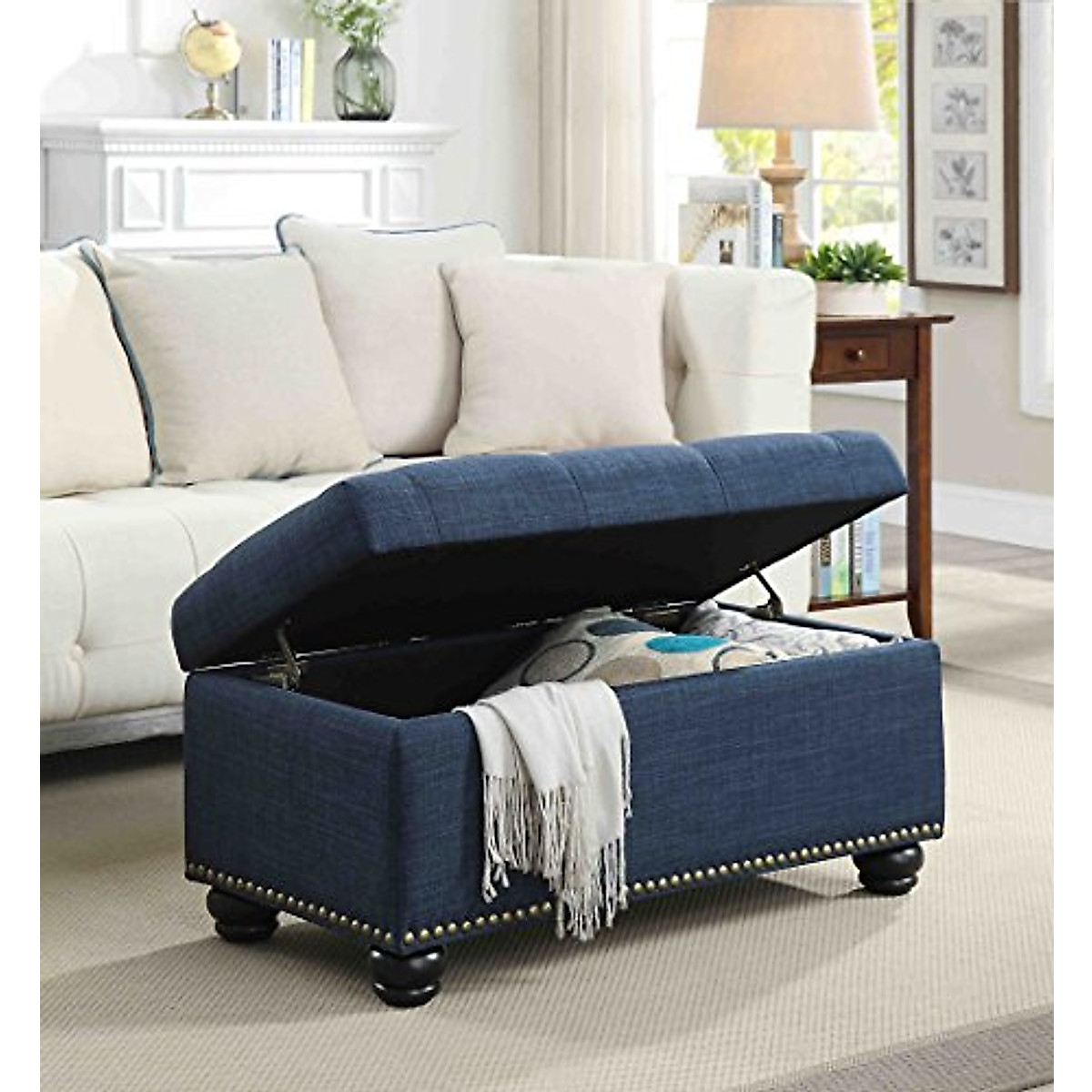 Convenience Concepts 7th Avenue Storage Ottoman, Blue