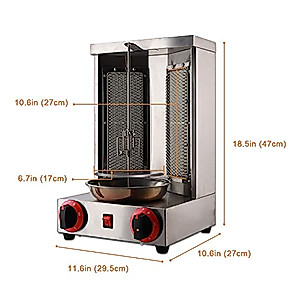 NJTFHU Shawarma Grill Doner Kebab Machine Gas Gyro broilers Rotating Home Vertical Rotisserie with 2 Burners 110V for Chicken Roast,Turkey Roast,Tacos,Roast,（Registered Design Patent）