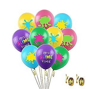 50Pcs Slime Balloons for Slime Birthday Party, It's Slime Time Party Balloons Bouquet, 12 Inch Latex Balloons for Kids Colorful Birthday Party, Baby Shower, Paint Art Themed Neon Glow Party Supplies