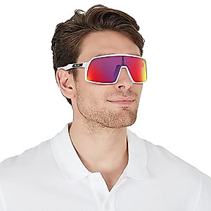Oakley Men's OO9462 Sutro S Rectangular Sunglasses, Matte White/Prizm Road, 28 mm