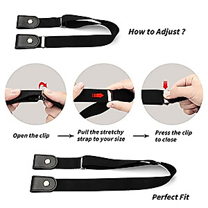 macoking No Buckle Stretch Belt for Women/Men Invisible Elastic Buckle Free Belts Black