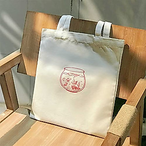 THEYGE Goldfish Canvas Tote Bag Aesthetic Cotton Canvas Bag for Women Girls Gift Cute Fish Tote Bag Book School Shopping Shoulder Bag Beach Bag