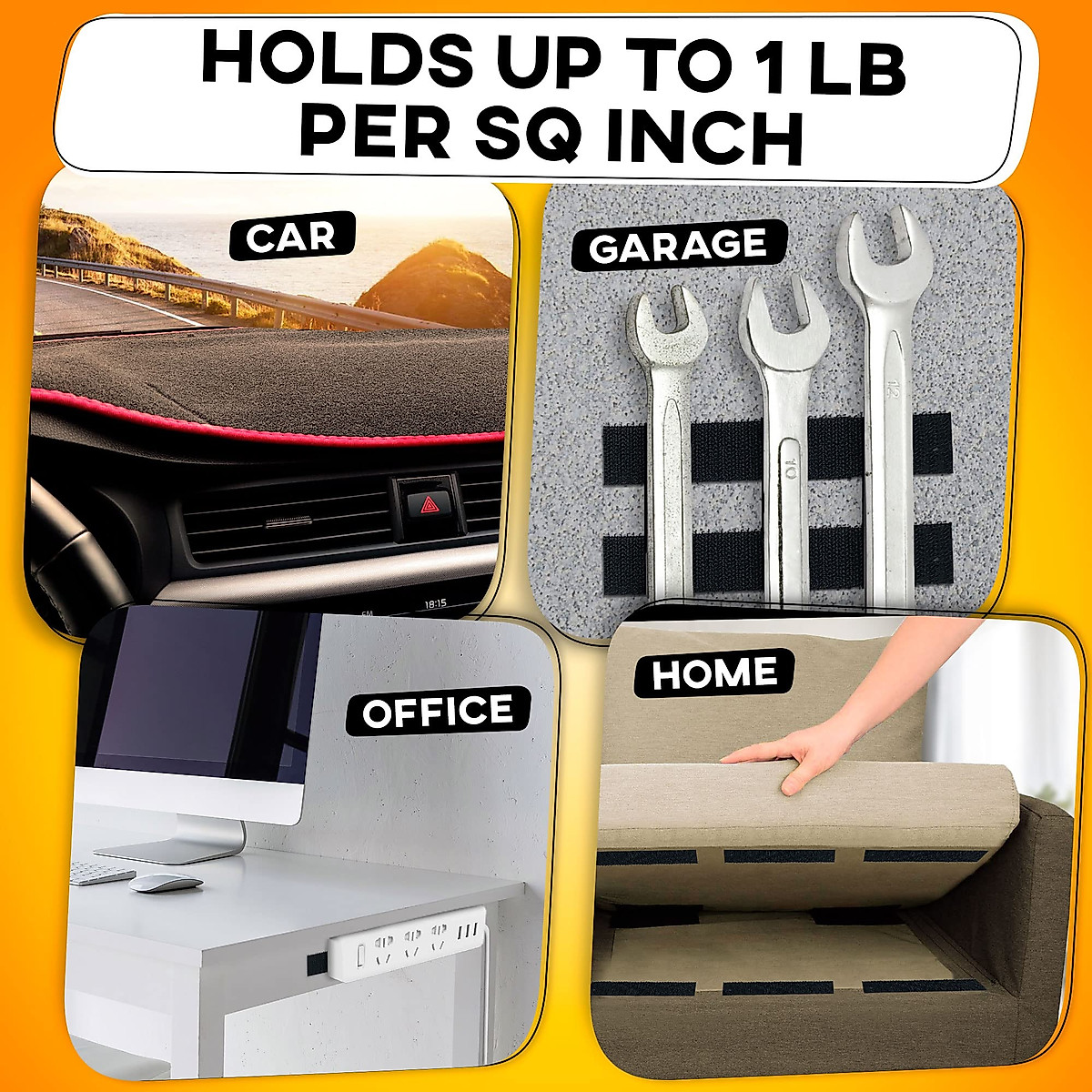 Hook and Loop Tape Roll with Heavy Duty Adhesive Industrial Strength Easy to Cut, Strong Hook and Loop Strips with Sticky Back, Black 1 Inch x 30 Feet