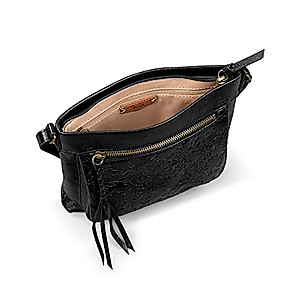 The Sak womens Sak Sanibel Leather Mini Crossbody, Black Floral Embossed Ii, One Size US