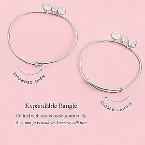 Alex and Ani Expandable Bangle for Women, Initial S Letter Charm, Shiny Silver Finish, 2 to 3.5 in