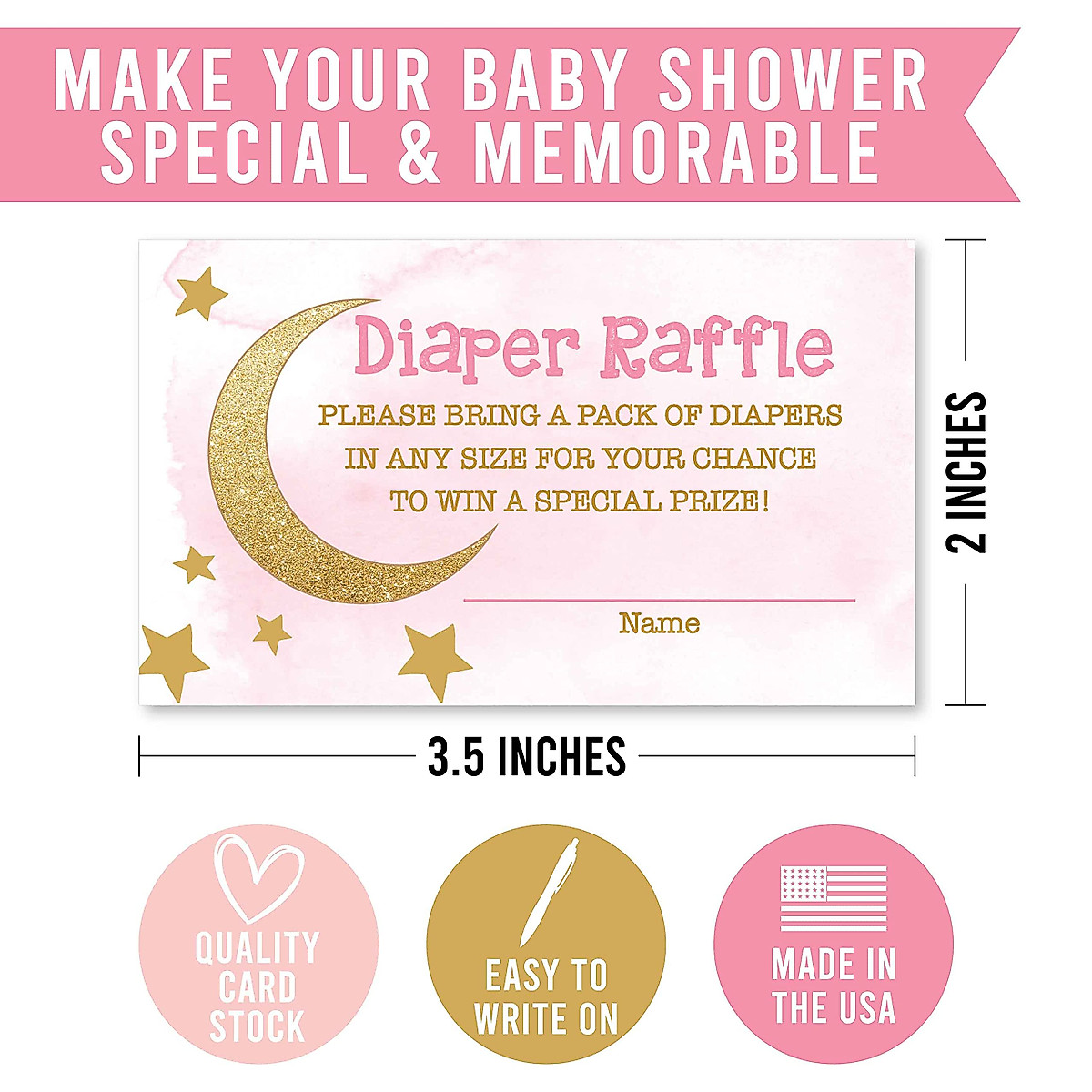 Hadley Designs 25 Baby Shower Diaper Raffle Tickets For Baby Shower Girl-Twinkle Twinkle Little Star Baby Shower Games For Girls, Diaper Raffle Cards, Baby Raffle Tickets, Baby Shower Invitation
