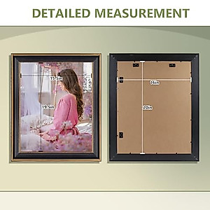 Space Art Deco, 16x20 Ornate Picture Frame Without Mat for 16x20 Photo,Shatter-Resistant Glass Sawtooth Hangers Wall Mount Display(Color Black/Ornate Gold)