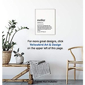 Mother Definition Typography Wall Art, Home Decor - Poster, Print for Mom - Unique Room Decorations - Bedroom, Family Room - Inspirational Gift for Mothers Day, Women, Woman, Moms, 8x10 UNFRAMED Photo
