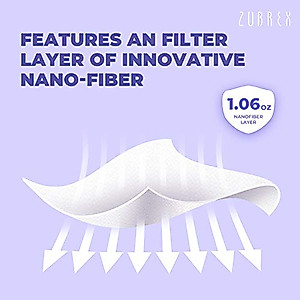 ZUBREX 50 Pcs Disposable 3 Ply Safety Face Mask for Protection with Nanofiber Filter Lining - and Elastic Earloops (Purple)