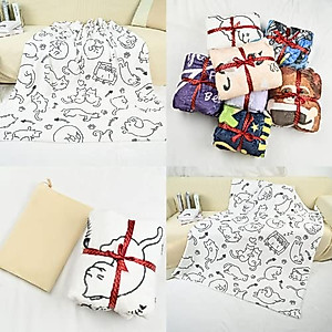 Cat Throw Blanket for Cat Lovers Cute Cat Flannel Fleece Blankets for Kids Adults Kawaii Simple Cat Print Lightweight Fuzzy Blanket Soft White Blanket for Couch Sofa Bed Birthday Gifts, 50''x60''