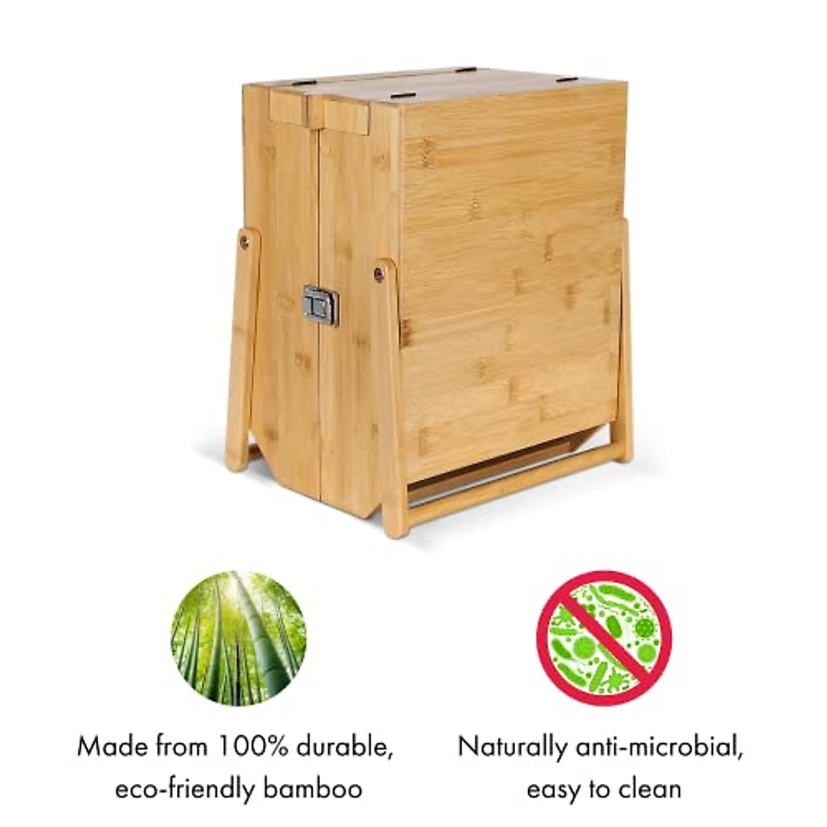 GOBAM Bamboo Kitchen Countertop Organizer - 3 Tier Shelf, Portable Space Saving Storage Spice Organizer for Living Room, Kitchen, Office, Outdoors - Natural, 10.2 x 7.9 x 13.4 inches