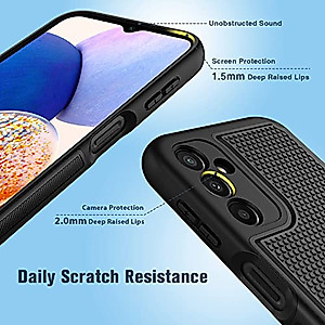 FNTCASE for Samsung Galaxy A14 5G Case: Dual Layer Protective Heavy Duty Cell Phone Cover Shockproof Rugged with Non Slip Textured Back - Military Protection Bumper Tough - 2023, 6.6inch (Matte Black)