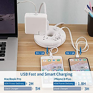 Power Strip Bundle, NTONPOWER Travel Power Strip with 3 Outlets 3 USB 5 ft, 25 ft Flat Plug Extension Cord with 6 Outlets 4 USB Ports, White