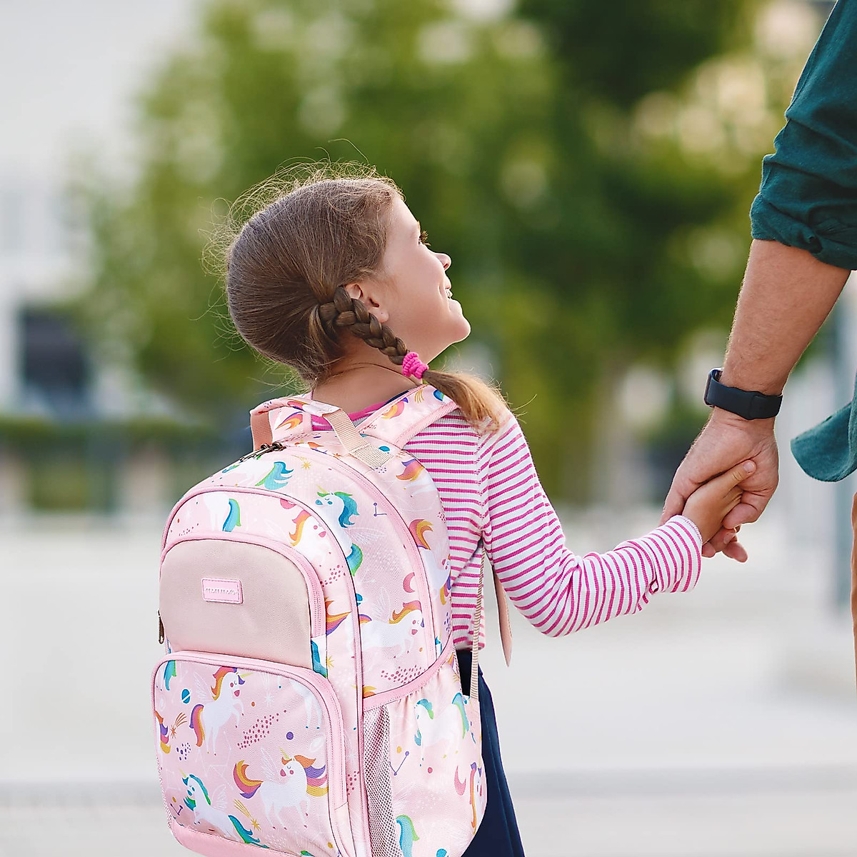 mommore Kids Backpack Set, Unicorn Backpack for Girls Lightweight Elementary Bookbag for Students School Backpack for Children with Chest Strap Water Resistant, 3pcs pink