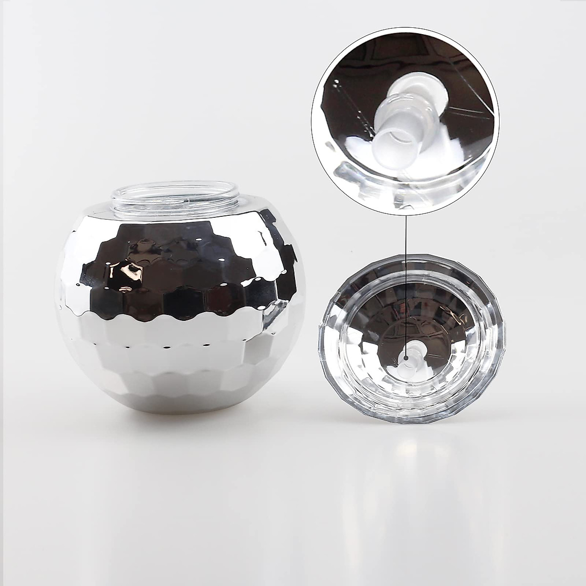 Towjaw 2Pcs Disco Ball Cups（20oz）-1970s Silver Disco Ball Drinking Cup，Disco Ball Cups with Straws and Lid for Party，Disco Ball Tumbler Cocktail Cup for Bachelorette Party
