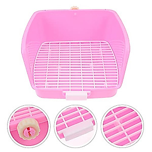 Balacoo Litter Box for Rabbit Pink Rabbit Litter Box Toilet Potty Trainer Litter Bedding Box for Small Animals Rabbits Bunny Guinea Pigs Chinchilla Ferret Cage Supplies Large Rabbit Litter Box