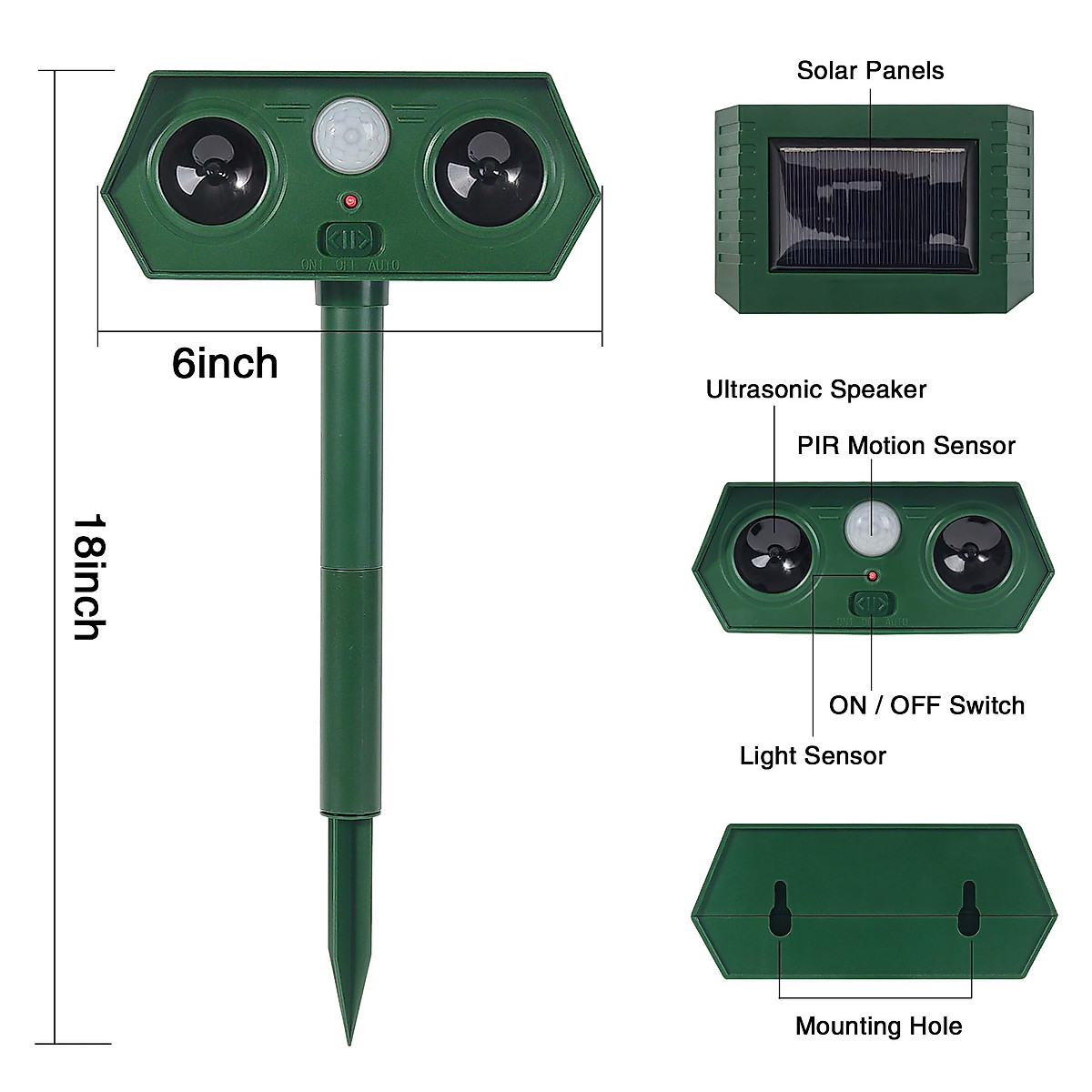 Solar Mouse Repellent, Snake Repellent, Mole Repellent, Gopher Repellent, Vole Repellent, Waterproof Pest Rat Repellent for Yard Garden Lawn Outdoor