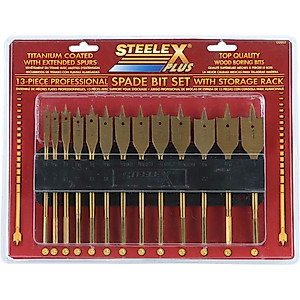 Steelex Plus D2053 TiN Coated Spade Bit Set,13-Piece